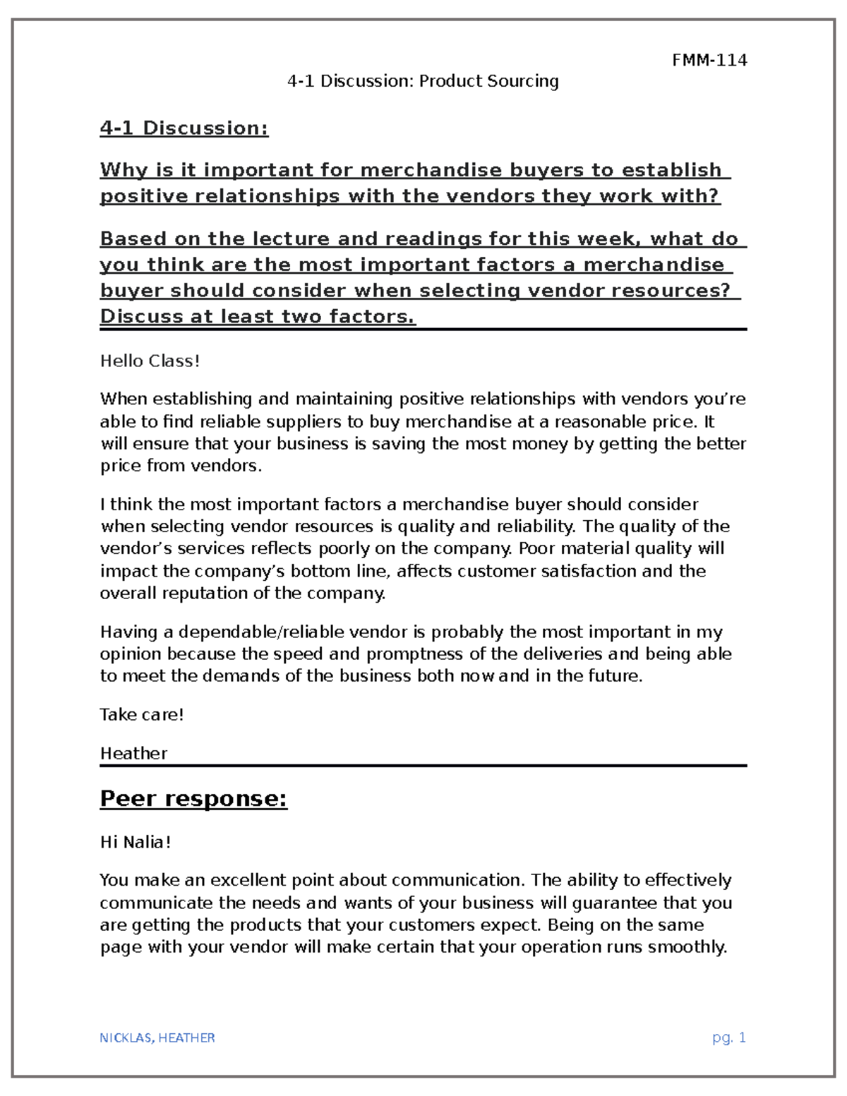 4-1 Discsussion Product Sourcing - FMM- 4-1 Discussion: Product ...