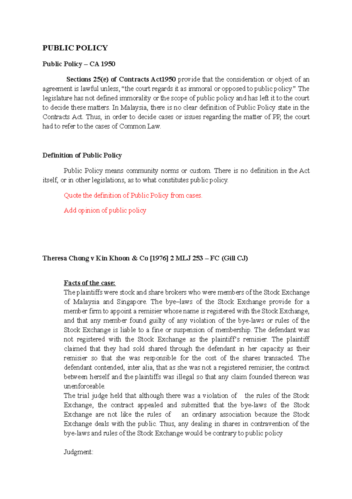 Template public policy - PUBLIC POLICY Public Policy – CA 1950 Sections ...