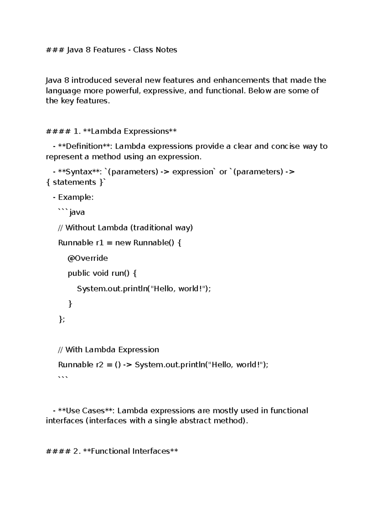Java 8 Features - desc - Java 8 Features - Class Notes Java 8 ...