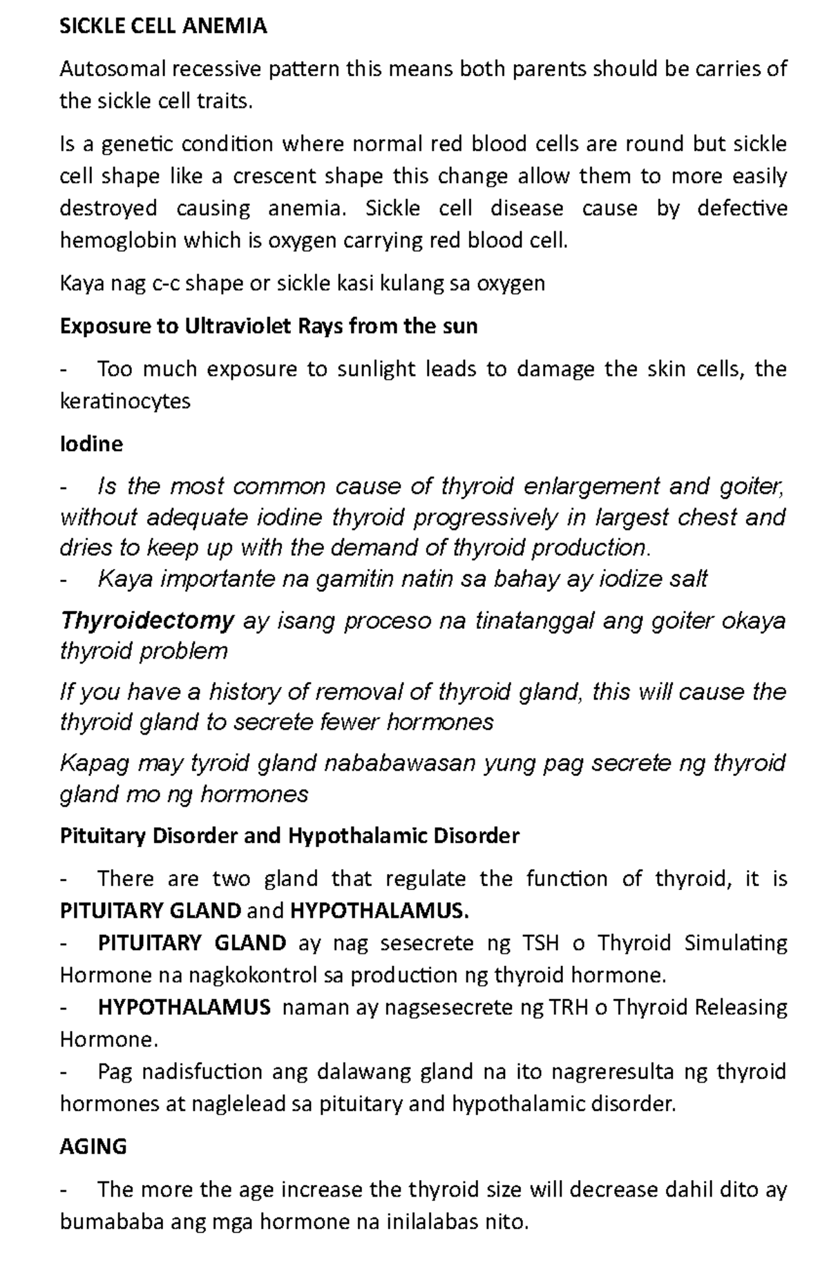 Gen bio - general biiology - SICKLE CELL ANEMIA Autosomal recessive ...