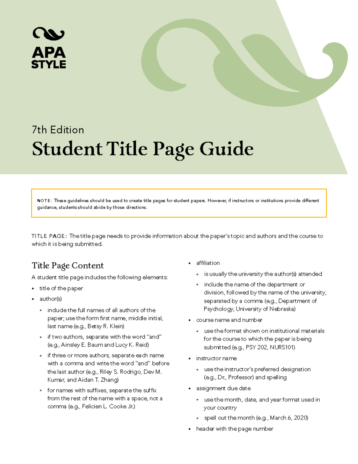 APA7 - Student-title-page-guide - 7th Edition Student Title Page Guide ...