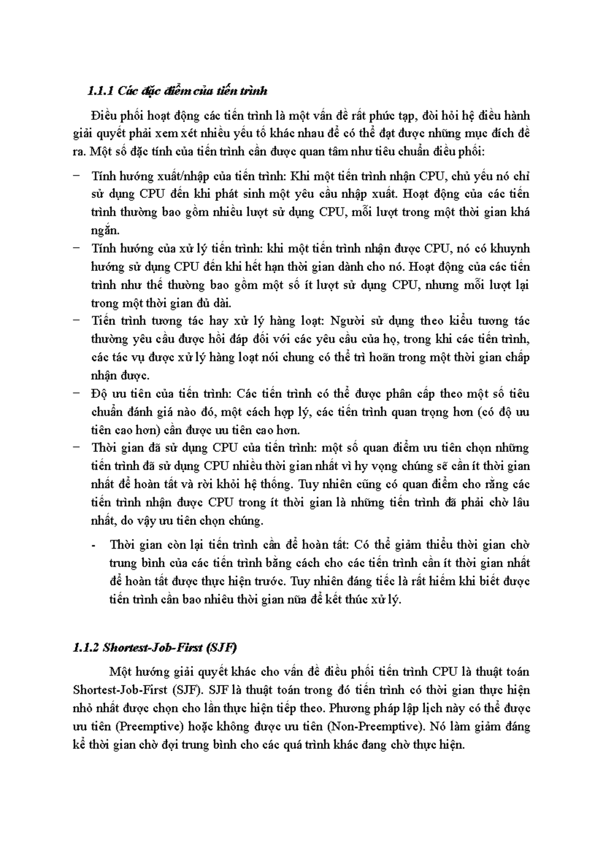 Btl-hđh - btl-hdh - 1.1 Các đặc điểm của tiến trình Điều phối hoạt động các tiến trình là một ...
