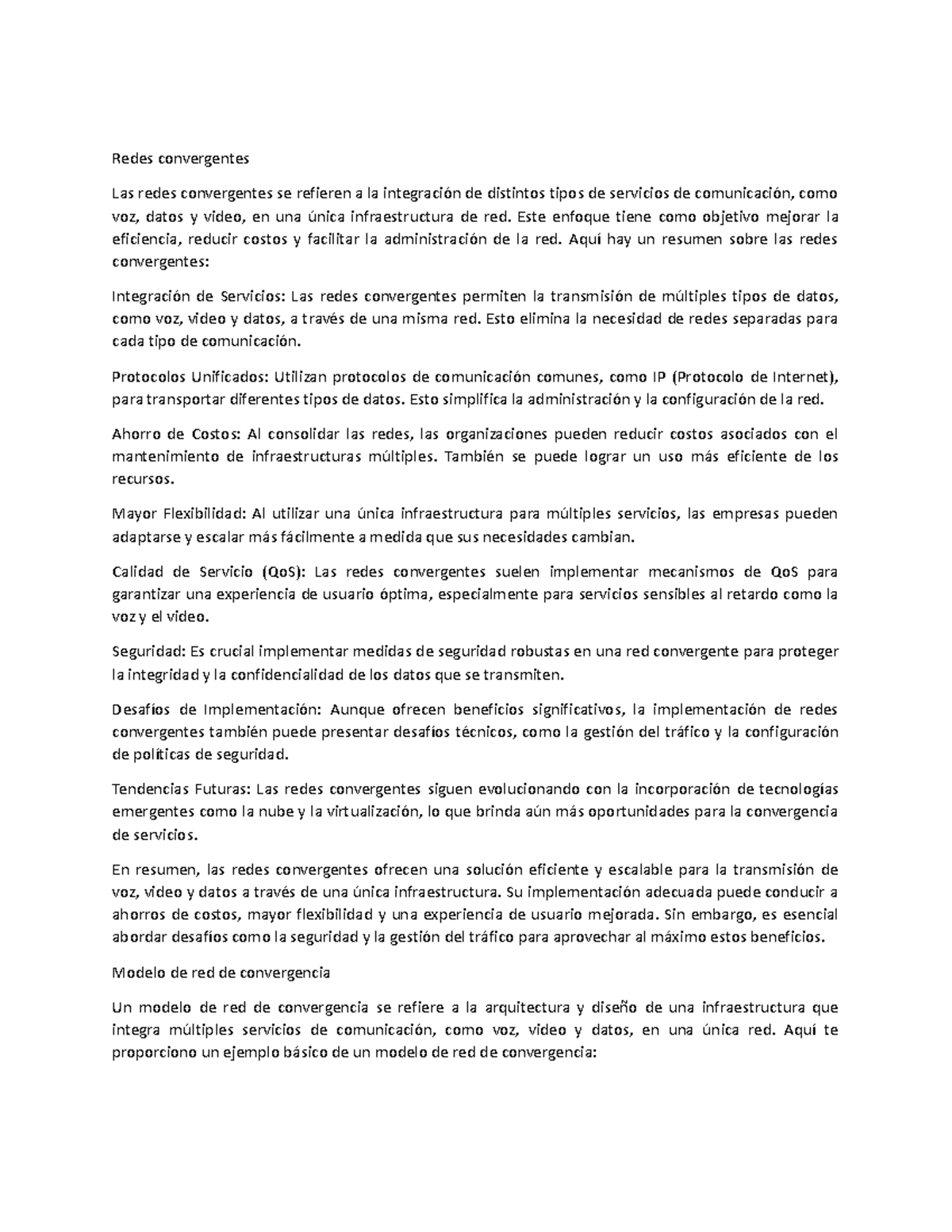 Resumen de red convergente - Redes convergentes Las redes convergentes ...