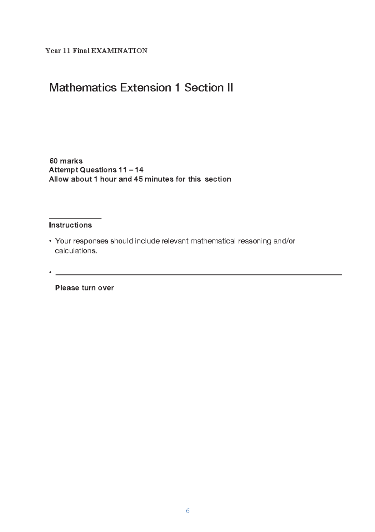 2022 year 11 Ext1 Yearly Exam Solutions - 6 Year 11 Final EXAMINATION ...