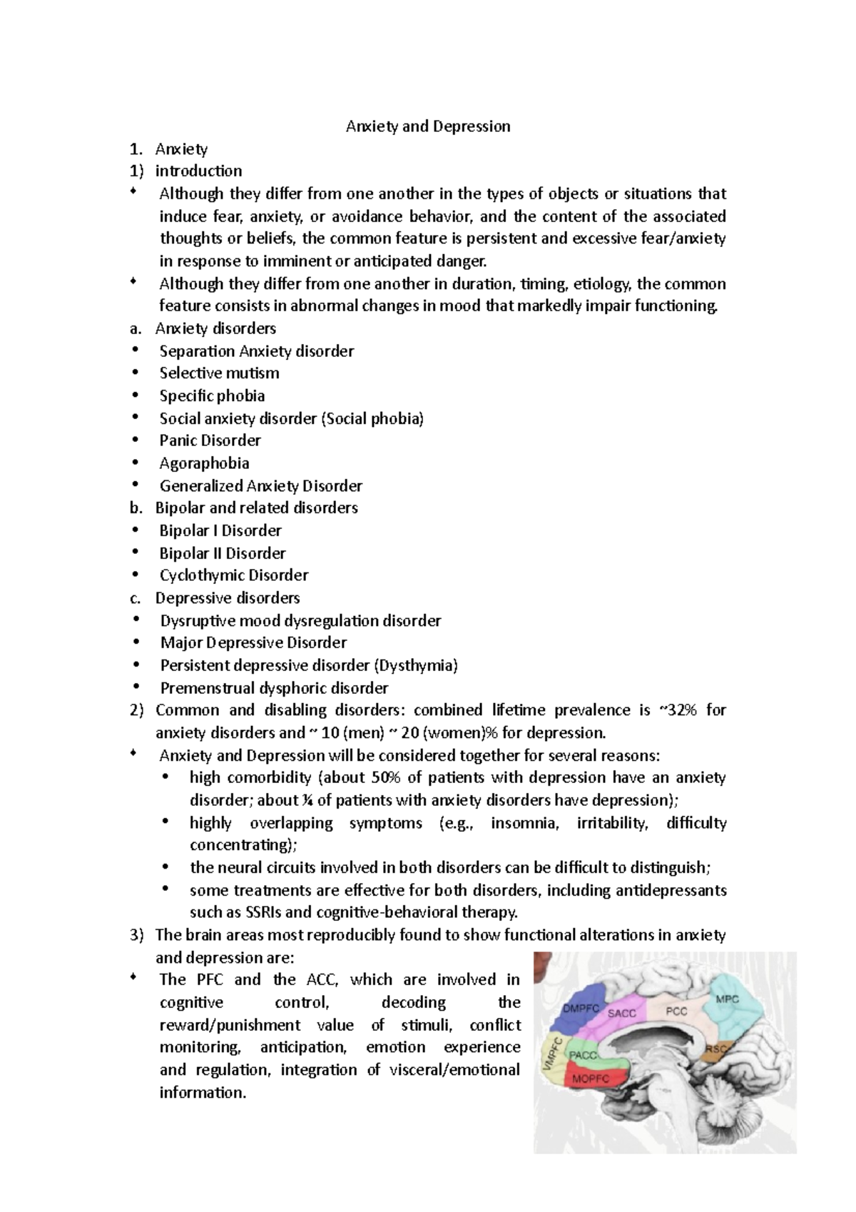 7-9 - summaries for the slides and book - Anxiety and Depression ...
