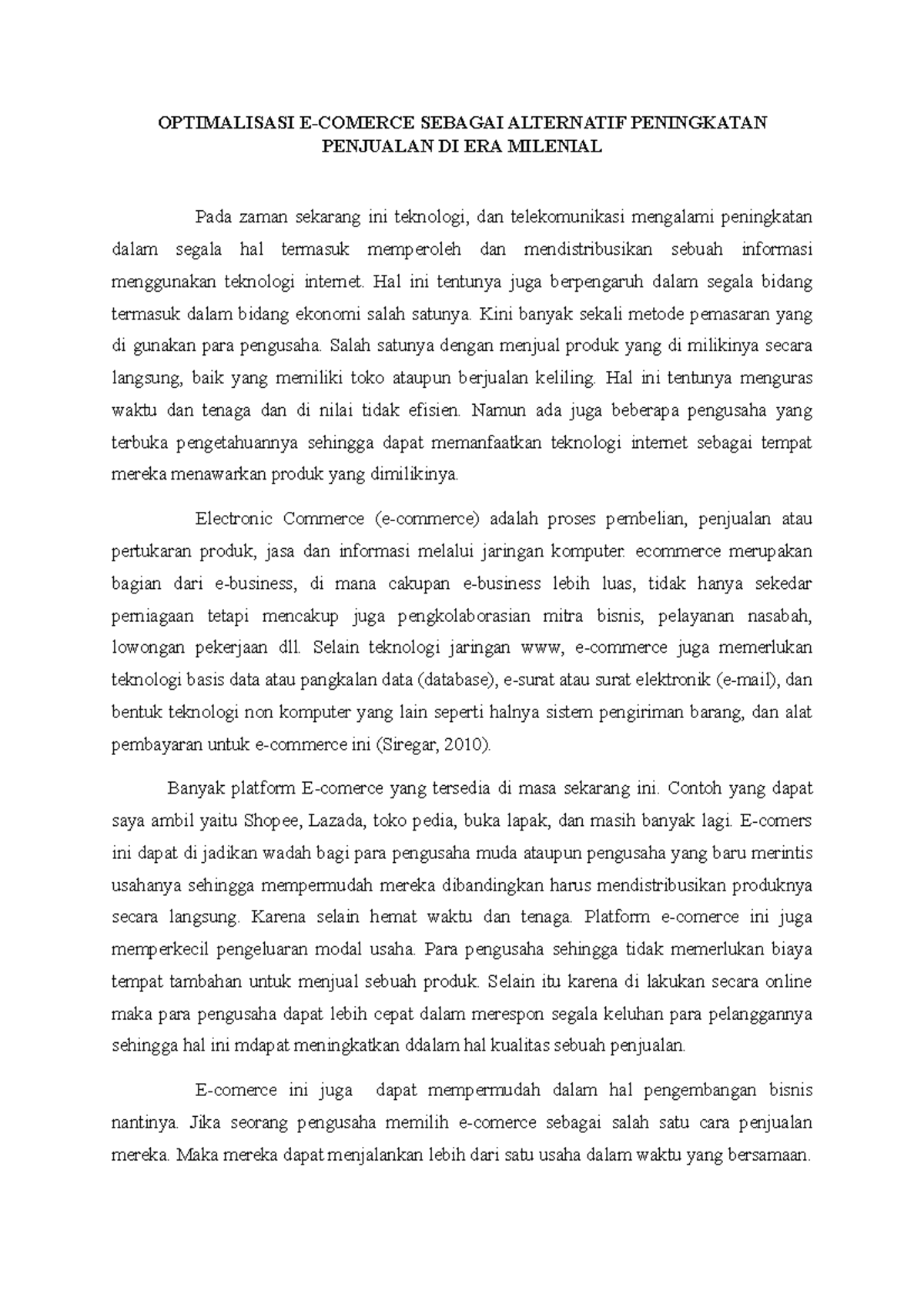 Fida Optimalisasi E- Comerce Sebagai Alternatif Peningkatan Penjualan ...