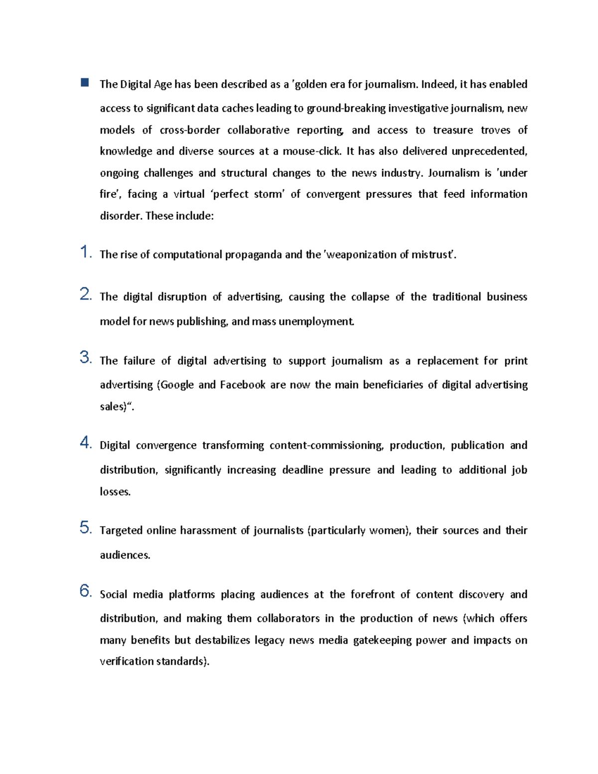 UNIT- 2 1 - lecture - The Digital Age has been described as a 'golden ...