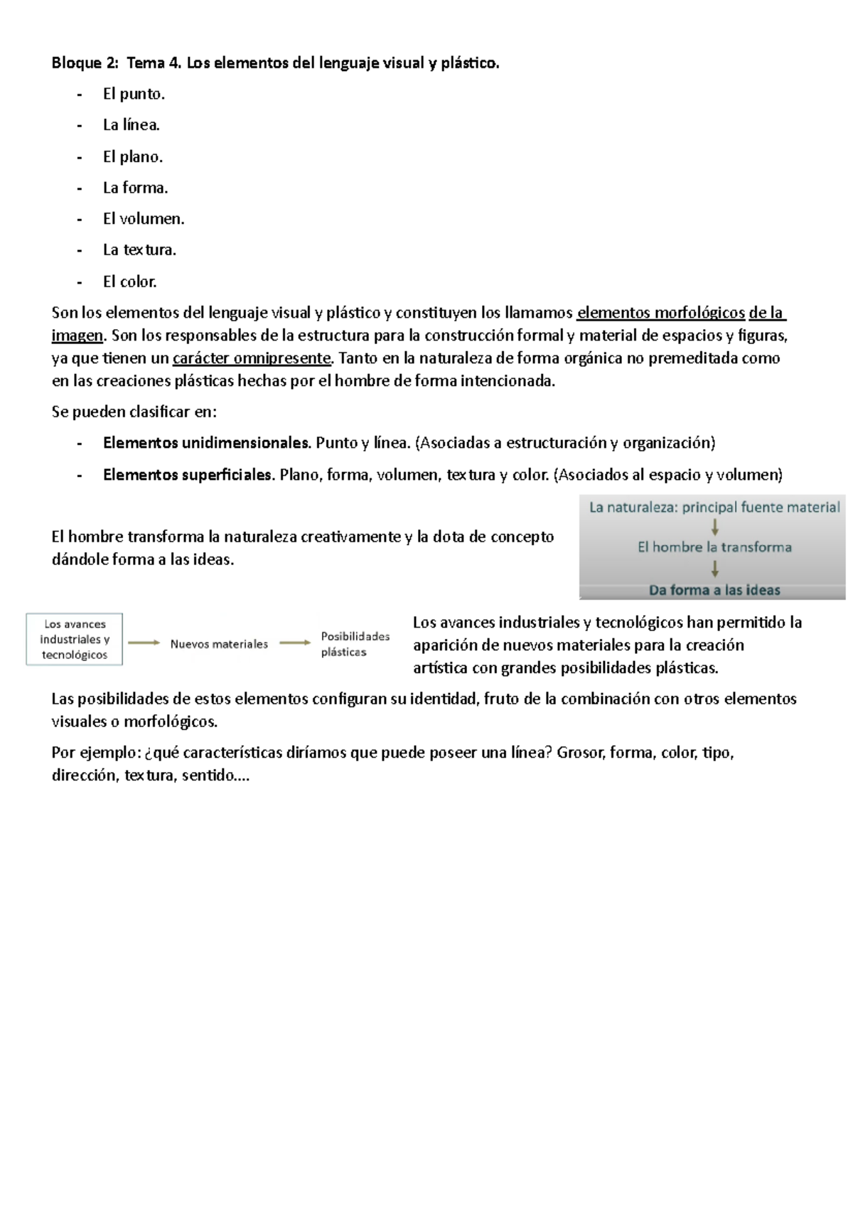 Tema 4.- Desarrollo del lenguaje plástico y visual - Bloque 2: Tema 4. Los elementos del ...