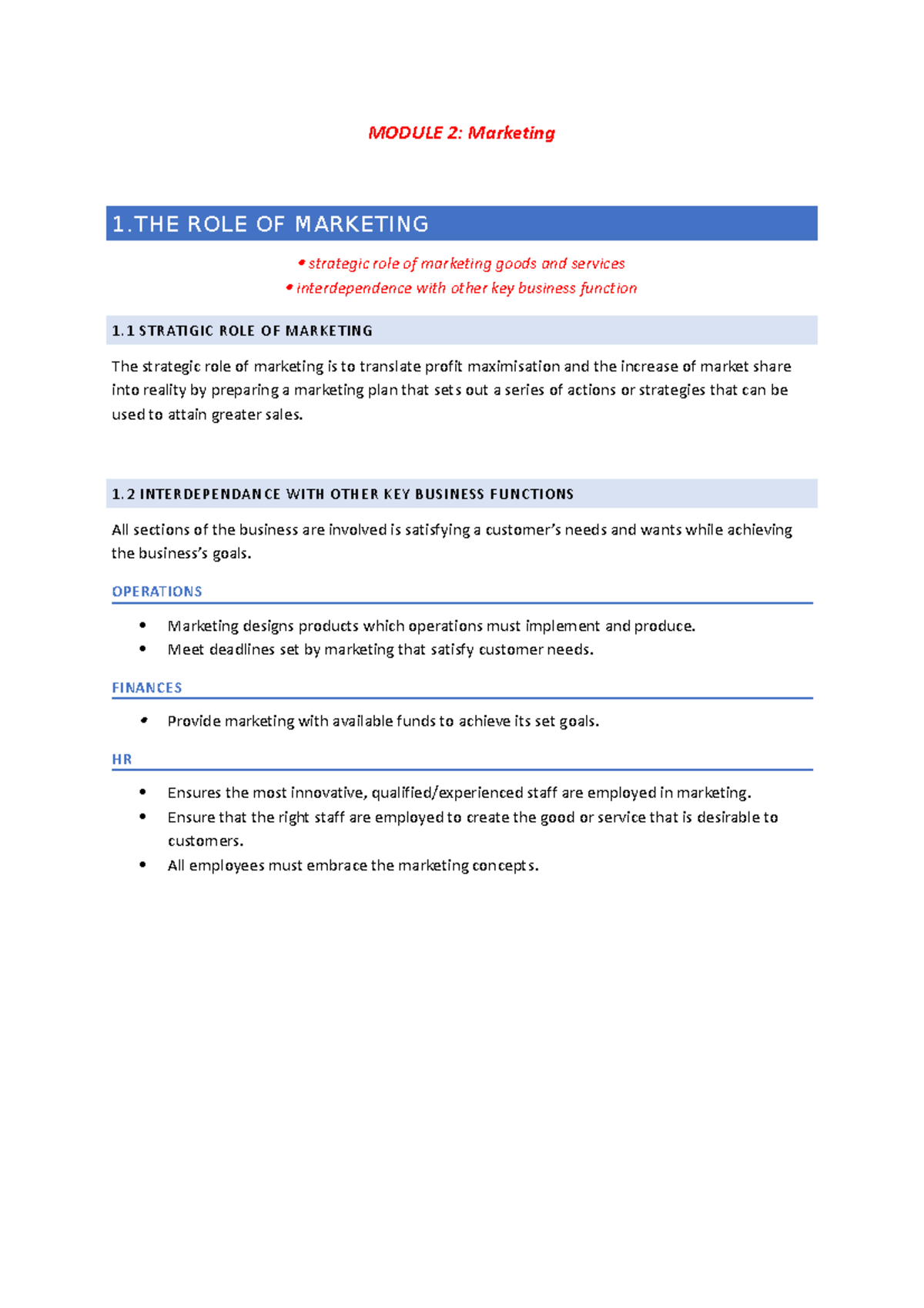 MOD 2 Marketing - Qantas and Module 2 business studies notes - MODULE 2 ...