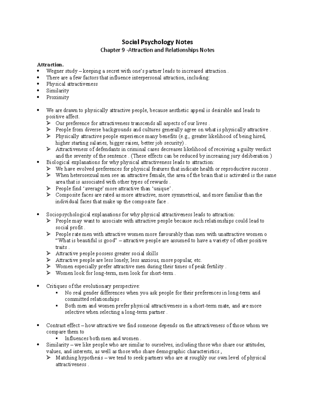 Social Psychology Notes 9 - Social Psychology Notes Chapter 9 ...