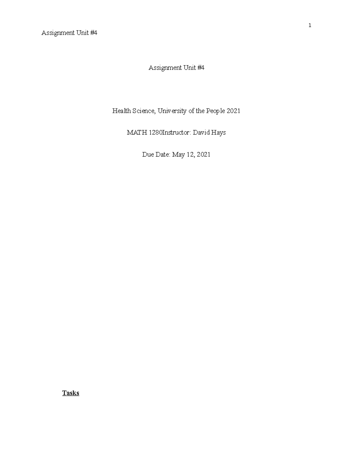 Assignment Unit #4 - Using the list of 17 numbers at the top of the page, the median of this ...