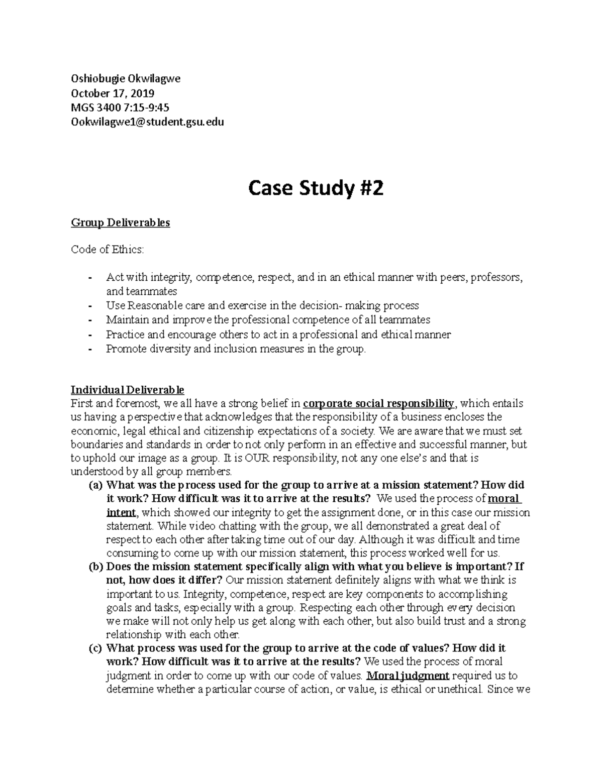 Case Study 2 - Oshiobugie Okwilagwe October 17, 2019 MGS 3400 7:15-9 ...