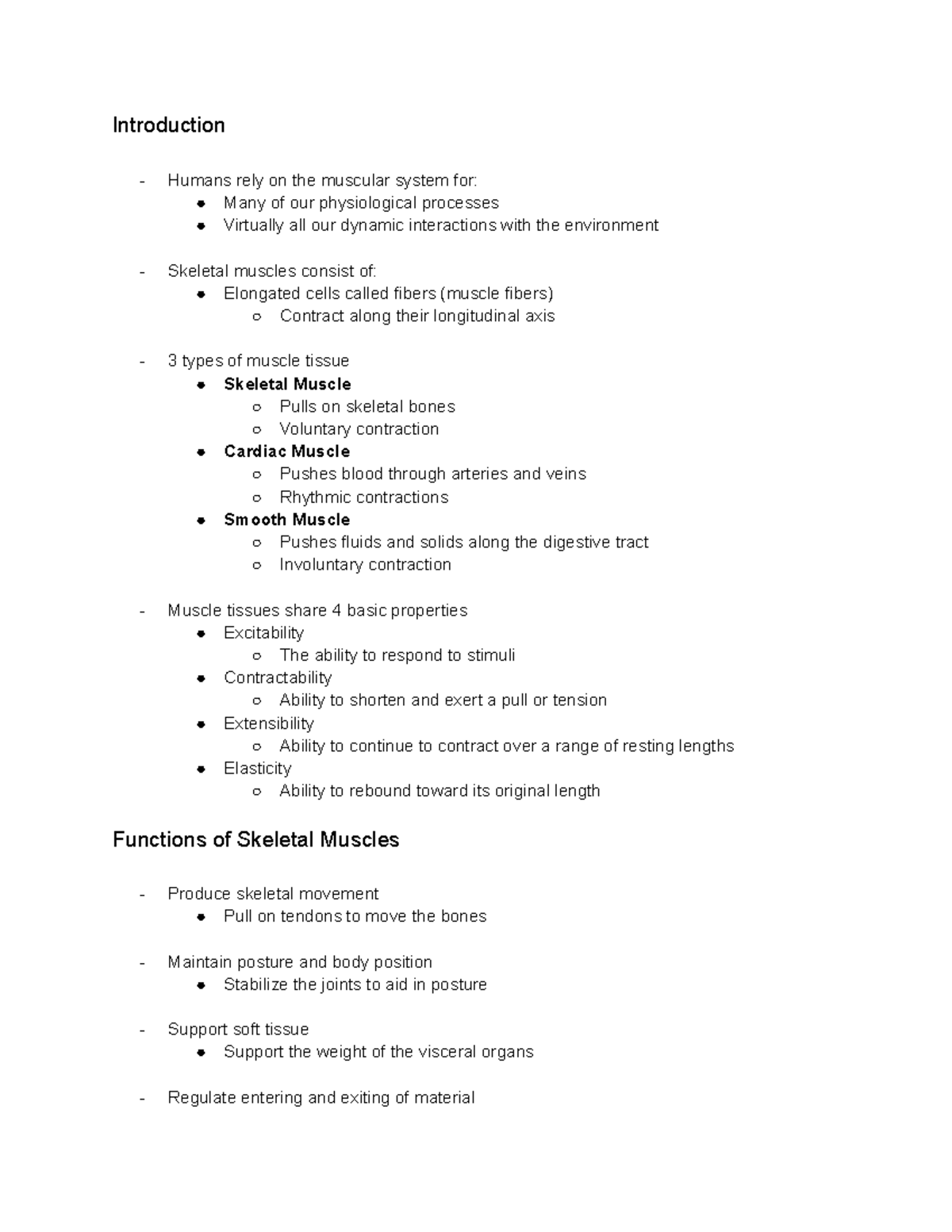Anatomy Notes - Muscular System - Introduction Humans rely on the ...
