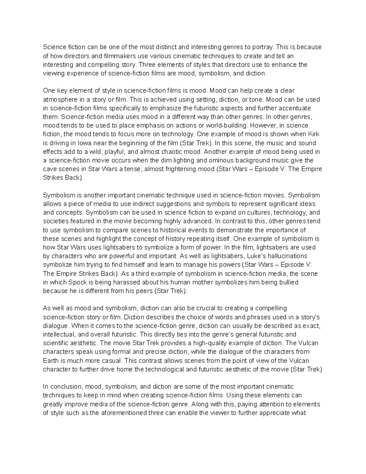 Symbolism as a Cinematic Technique Used in Science-Fiction Movies ...