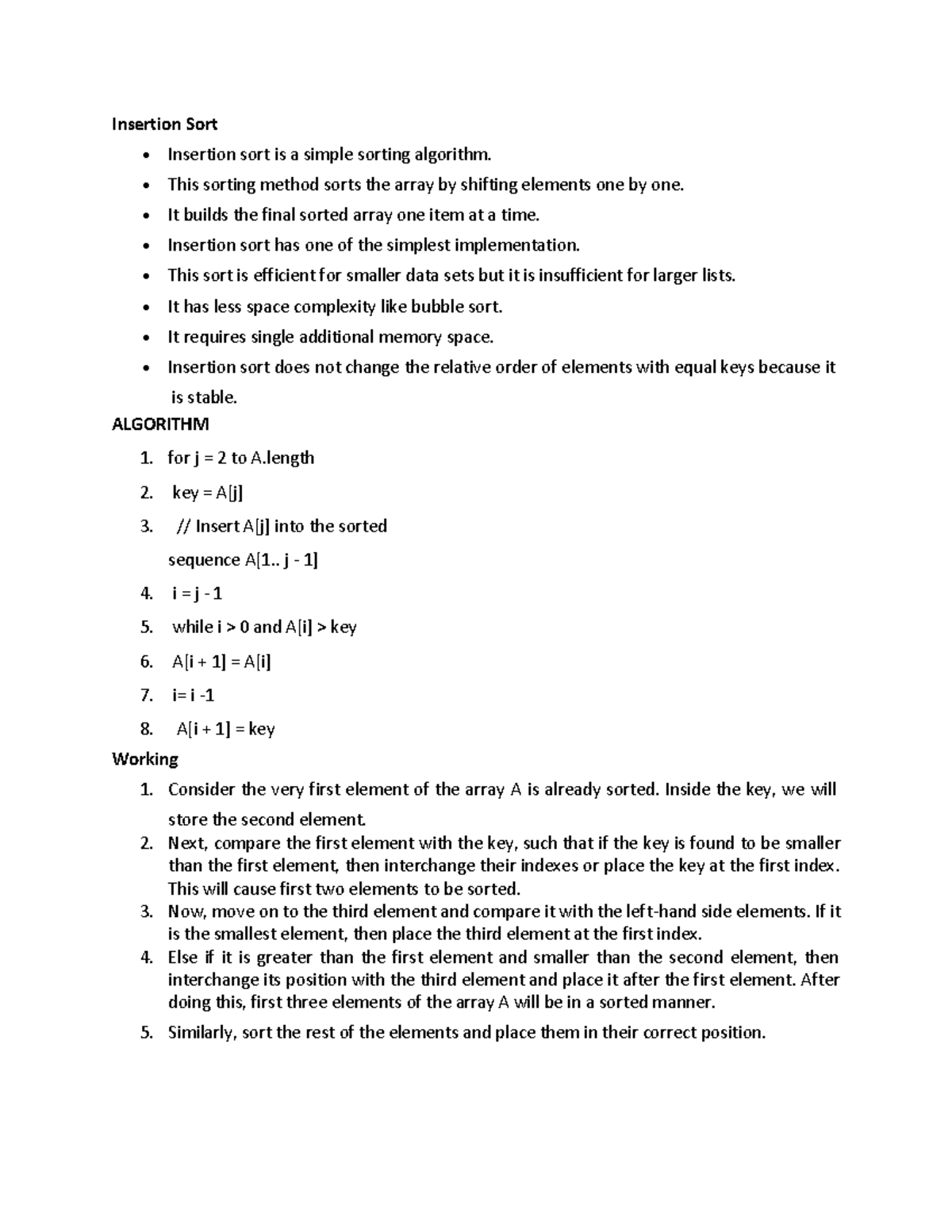 Insertion sort and selection sort - Insertion Sort - Insertion sort is ...
