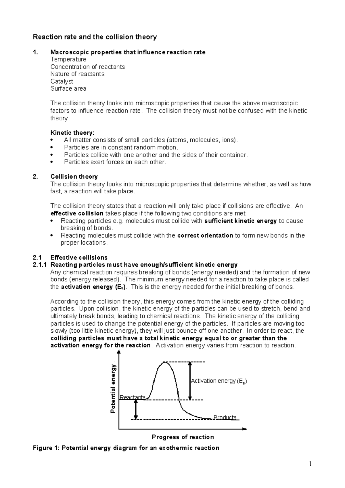 Reaction rate and the collison theory - Macroscopic properties that ...