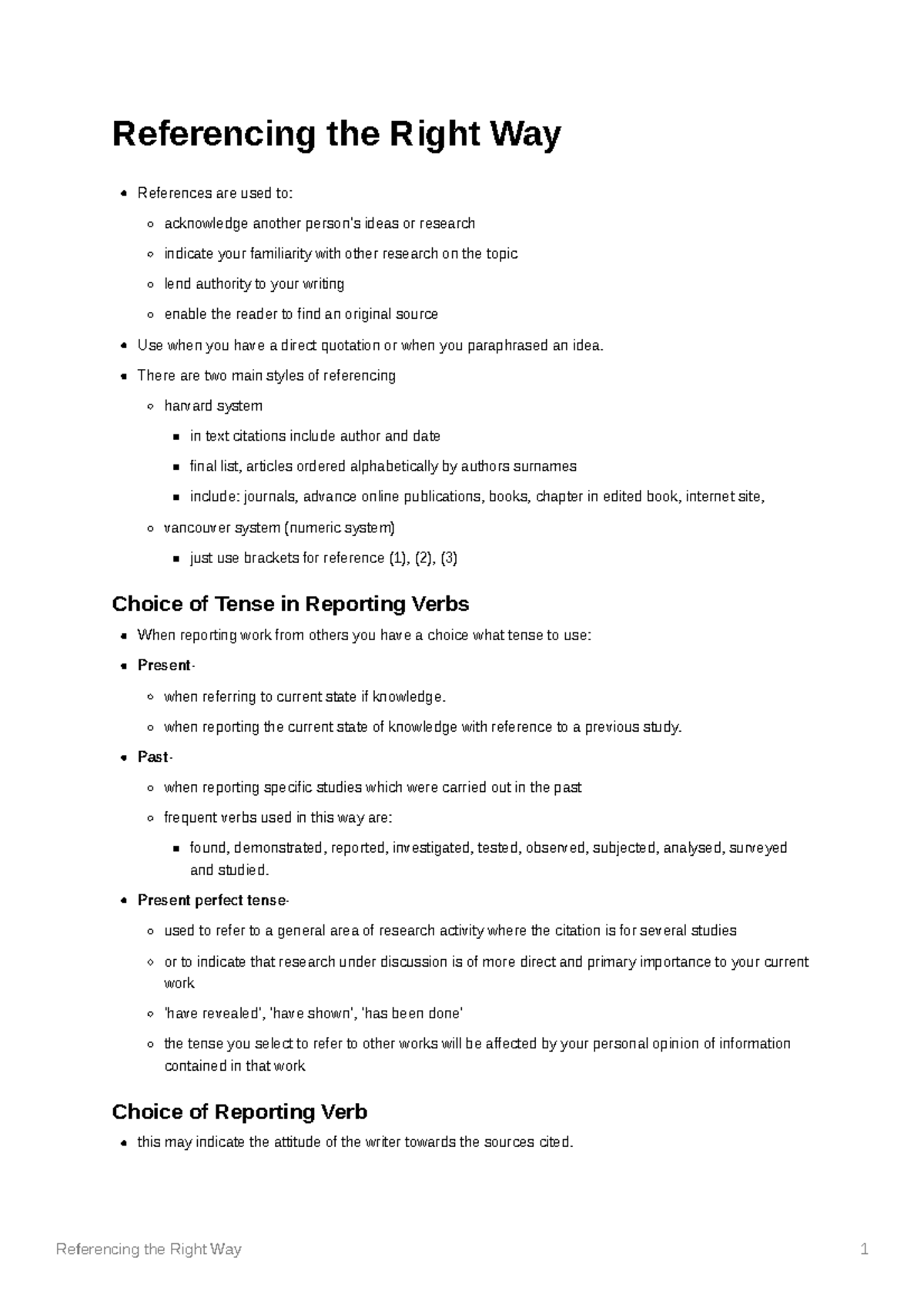 Referencing the Right Way - There are two main styles of referencing ...