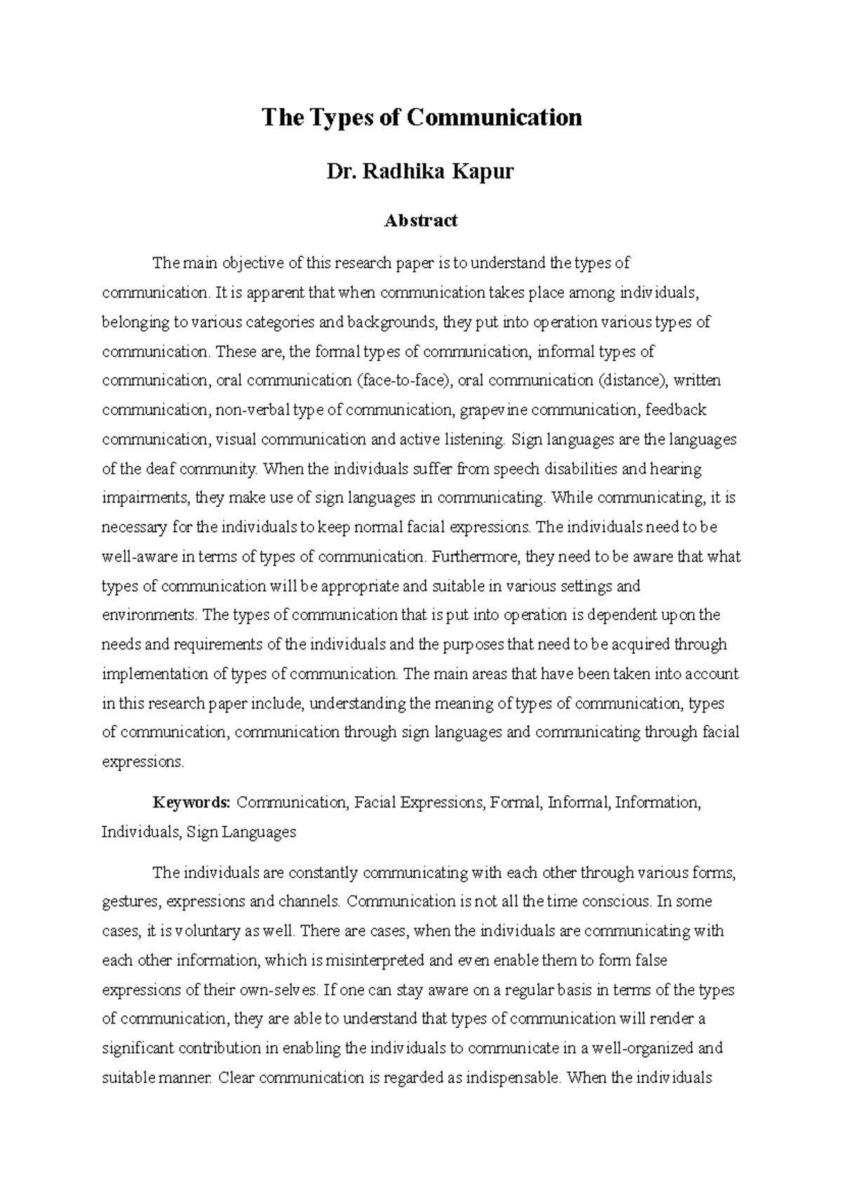 The Typesof Communication 7 - The Types of Communication Dr. Radhika ...