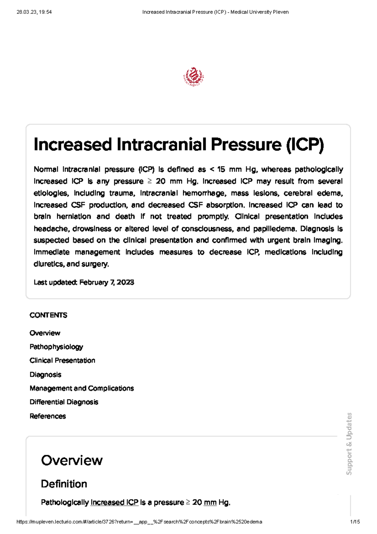 6.Brain edema - increased ICP - Increased Intracranial Pressure (ICP) Normal intracranial ...