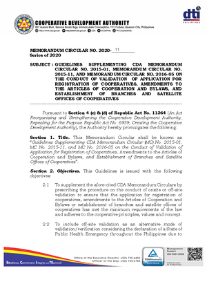 Amendment to Memorandum Circular No. 2020-10, s-2020 - Business ...