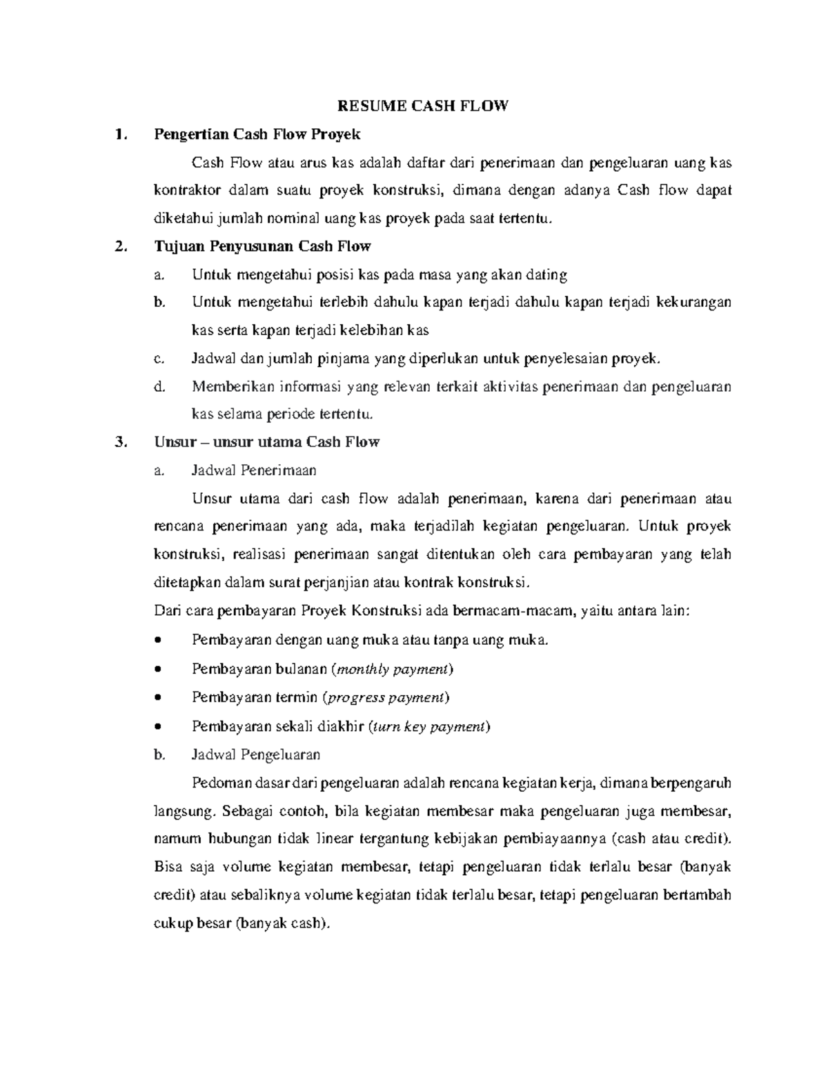 Resume Cash Flow - RESUME CASH FLOW Pengertian Cash Flow Proyek Cash ...