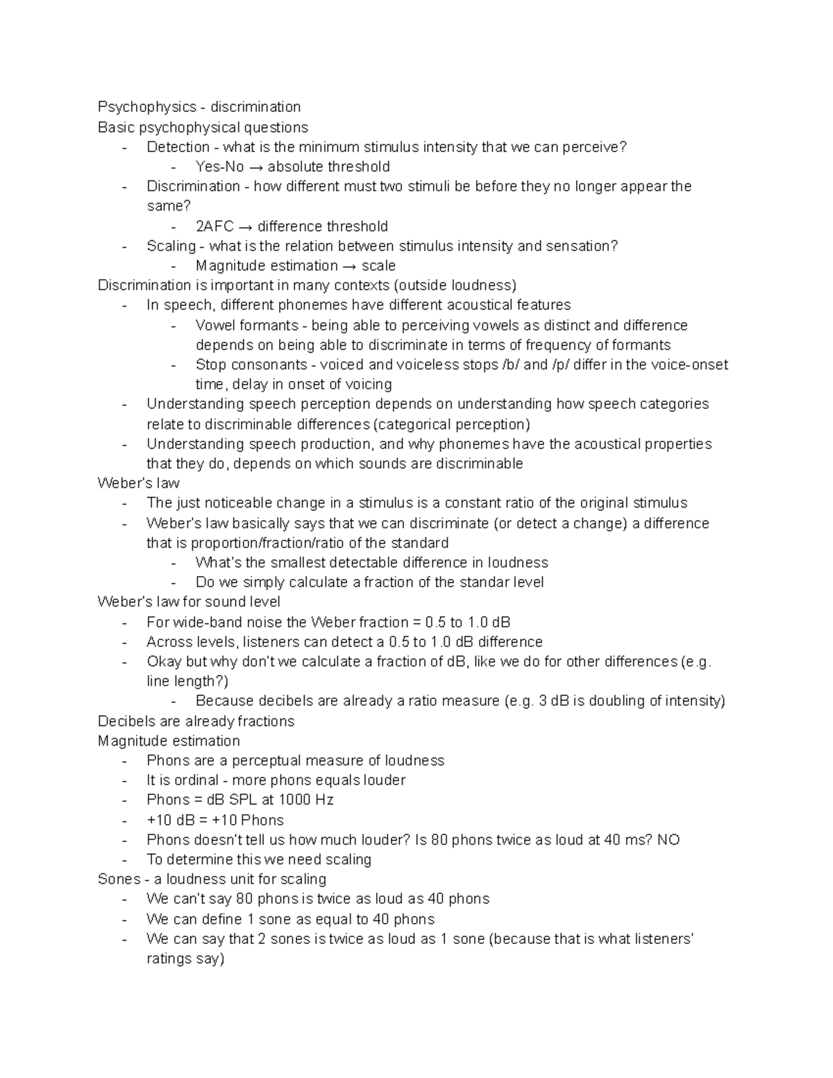 Hearing science 2 - Second half of notes from SLHS 3230 - Psychophysics ...