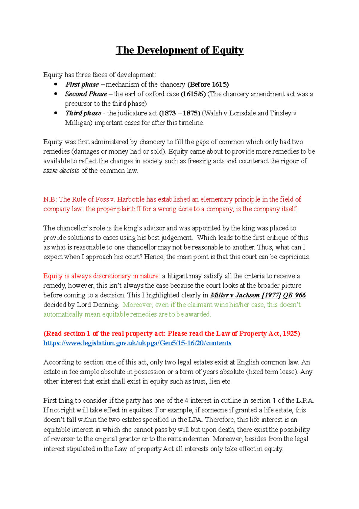 The Development of Equity - The Development of Equity Equity has three ...