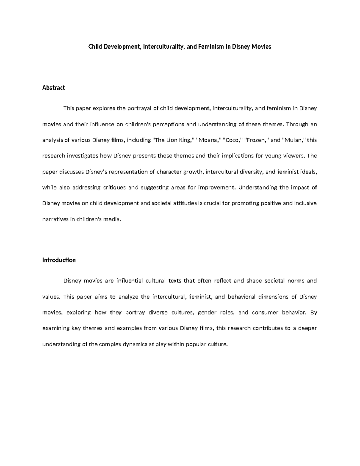 Disney - Through an analysis of various Disney films, including "The ...