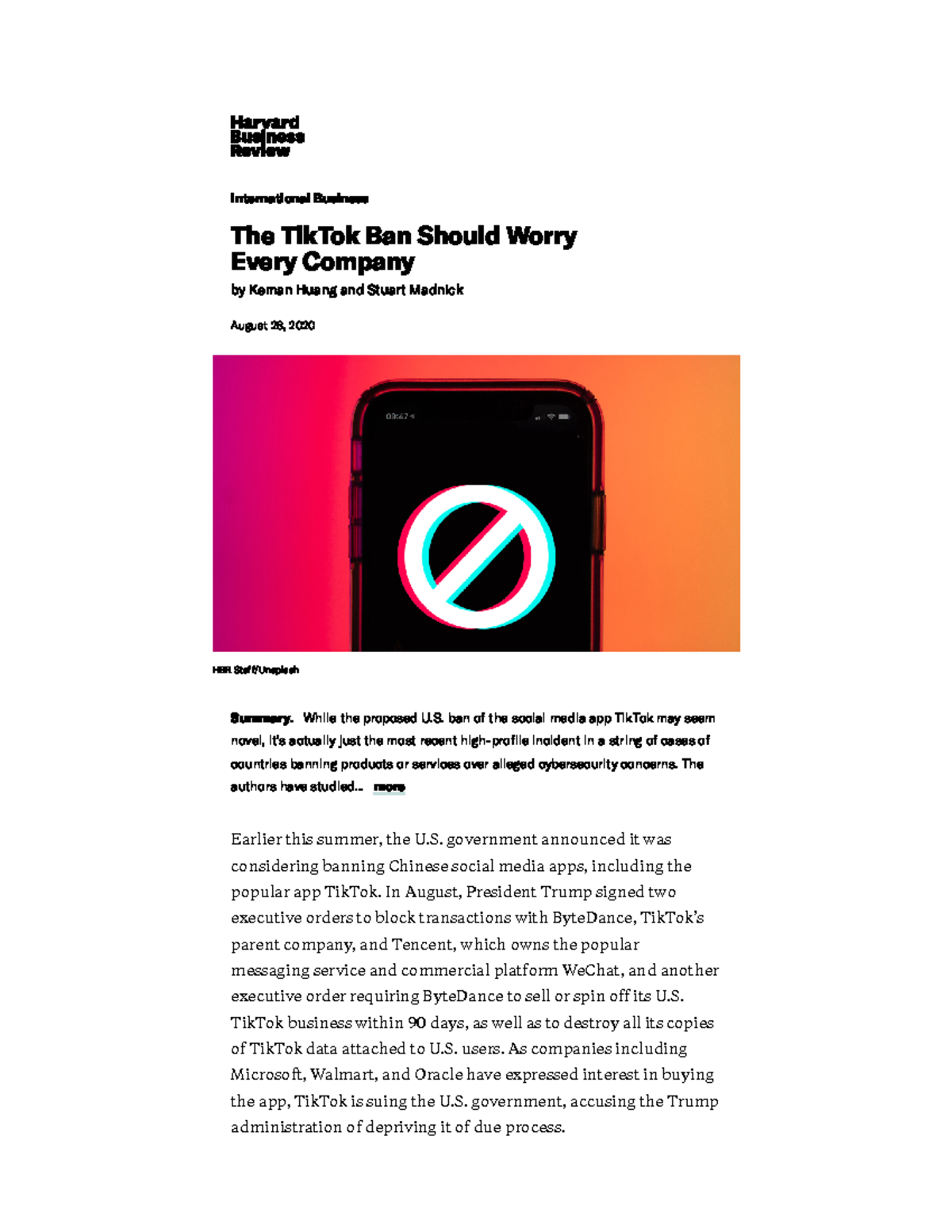 The Tik Tok Ban Should Worry everyone - International Business The ...