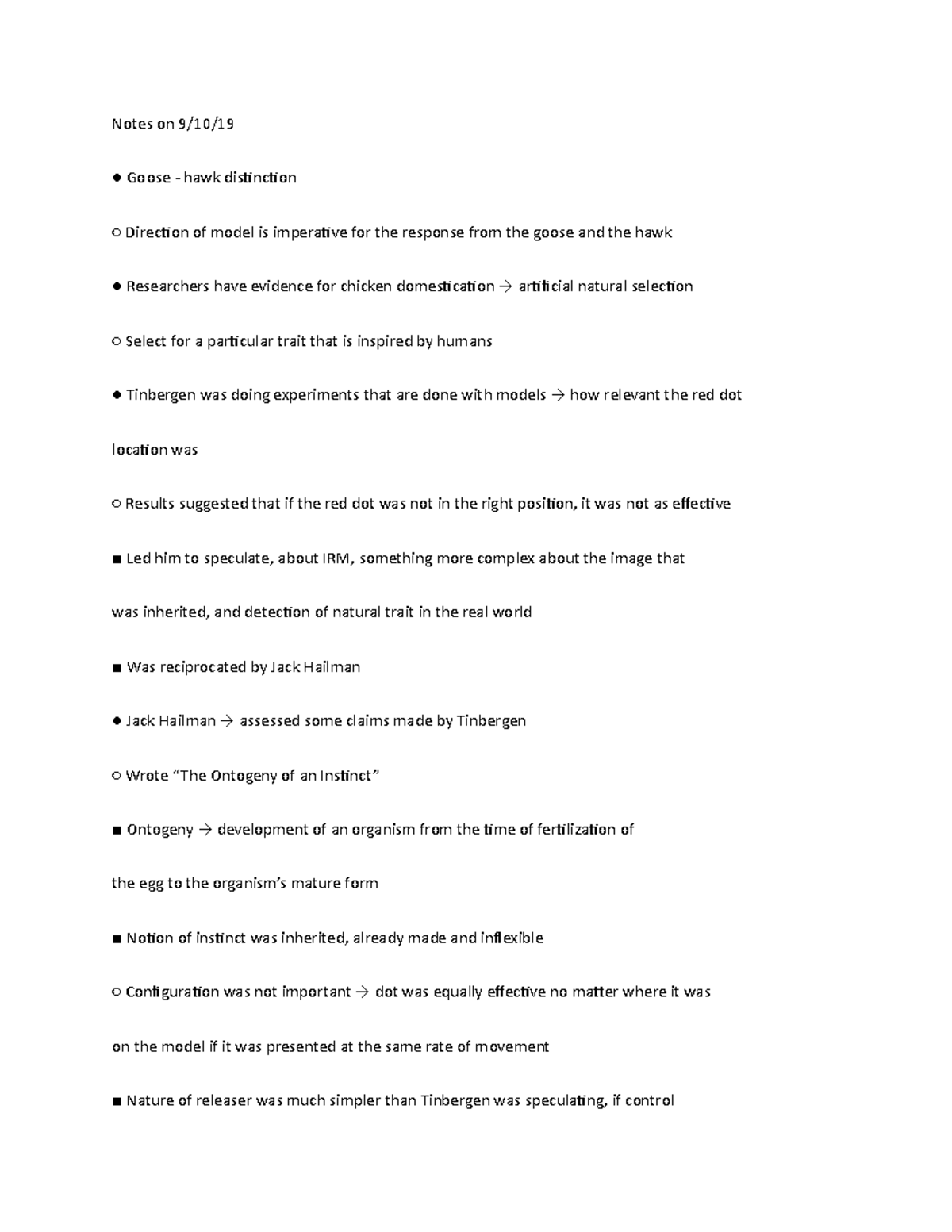 Notes on Lecture 5 & 6 - Notes on 9/10/ Goose - hawk distncton Directon ...