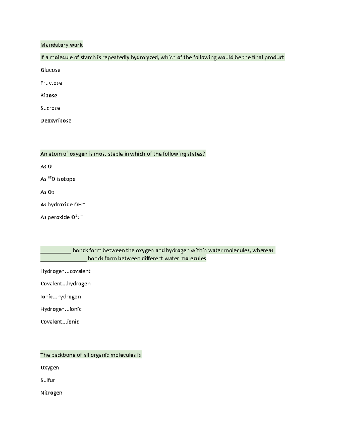 Mandatory work - Biol 2040 - Memorial University - Studocu