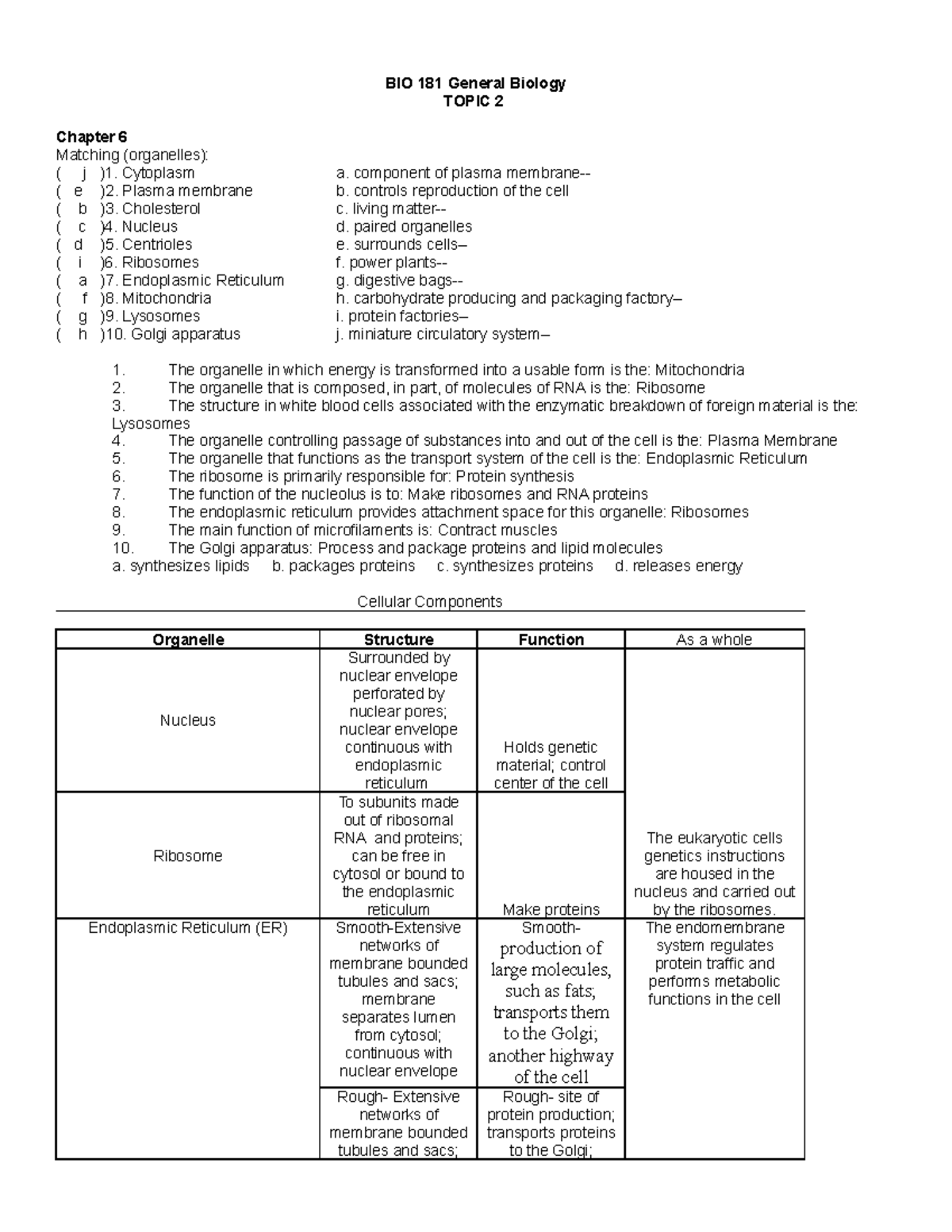 WEEK 3-HW- CH 6 worksheet - BIO 181 General Biology TOPIC 2 Chapter 6 ...