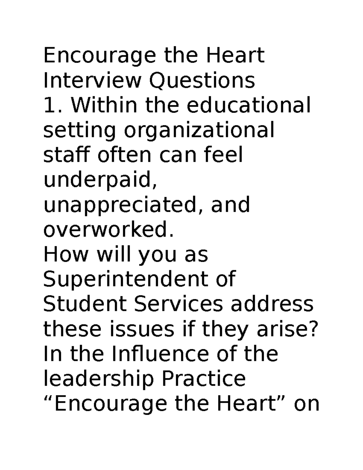 ED-6500 Encourage the Heart Interview Questions - Encourage the Heart ...