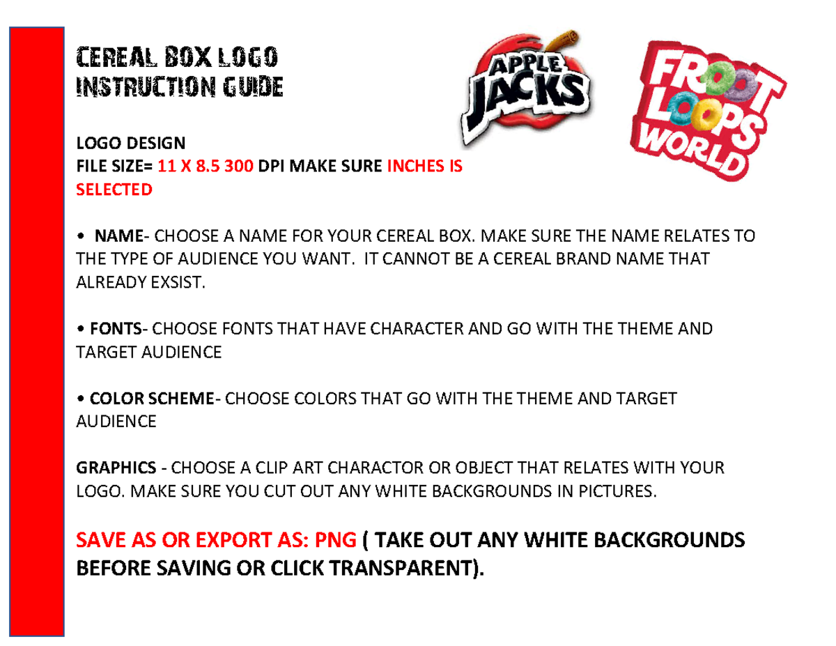 Cereal BOX LOGO Instructions - CEREAL BOX LOGO INSTRUCTION GUIDE LOGO ...
