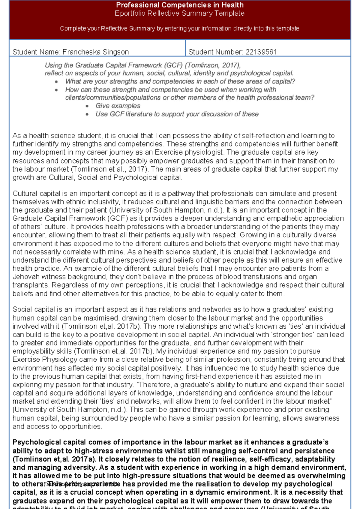 Reflective Summary template 050821 - Francheska Singson 22139561 ...