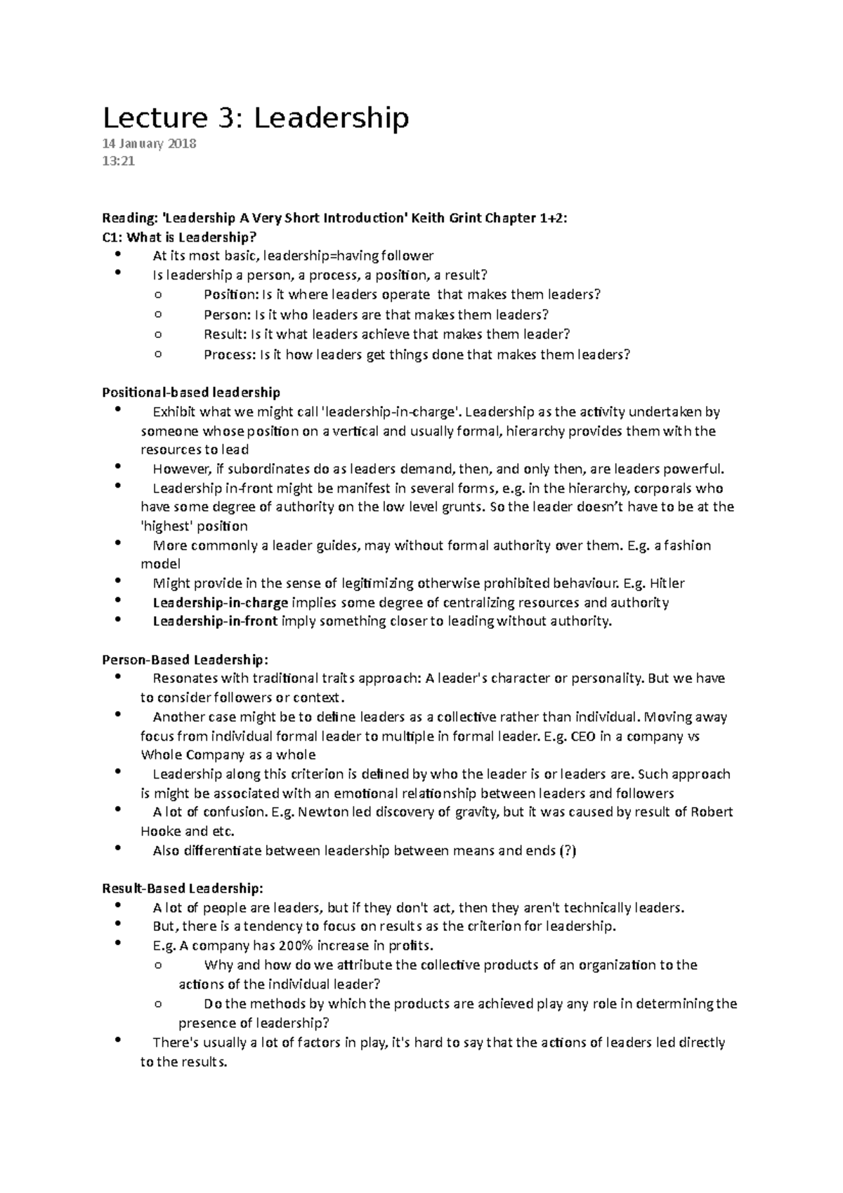 Lecture-3-Leadership - Lecture 3: Leadership 14 January 2018 13 ...