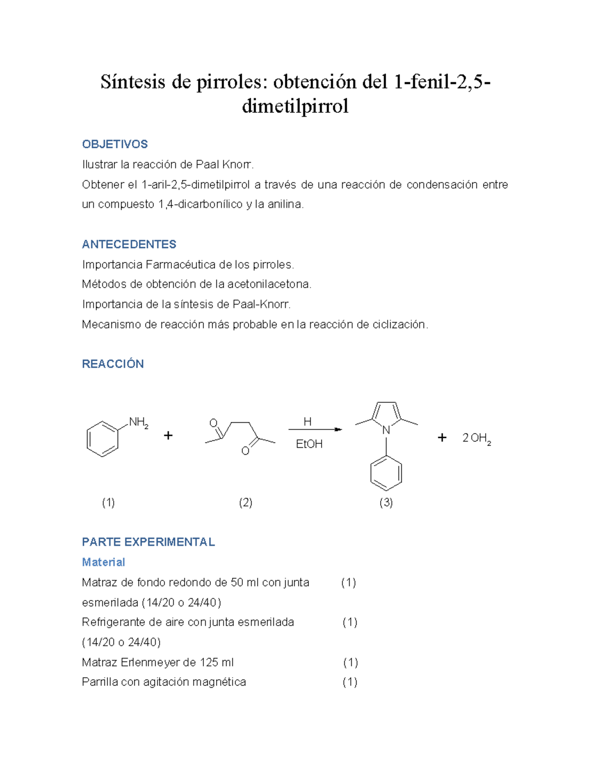 309776643 P4 Sintesis de Pirroles - Síntesis de pirroles: obtención del ...