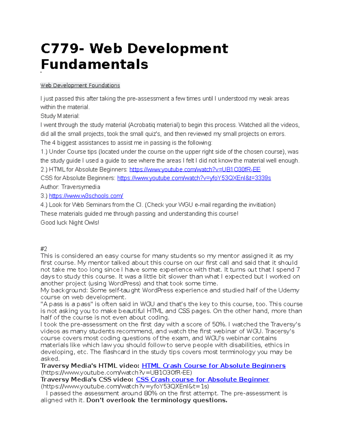 Reddit - passing C779 - C779- Web Development Fundamentals Web ...