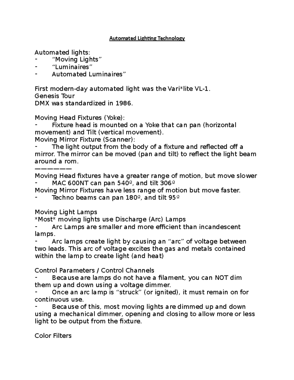 Automated Lighting Technology - Automated Lighting Technology Automated ...