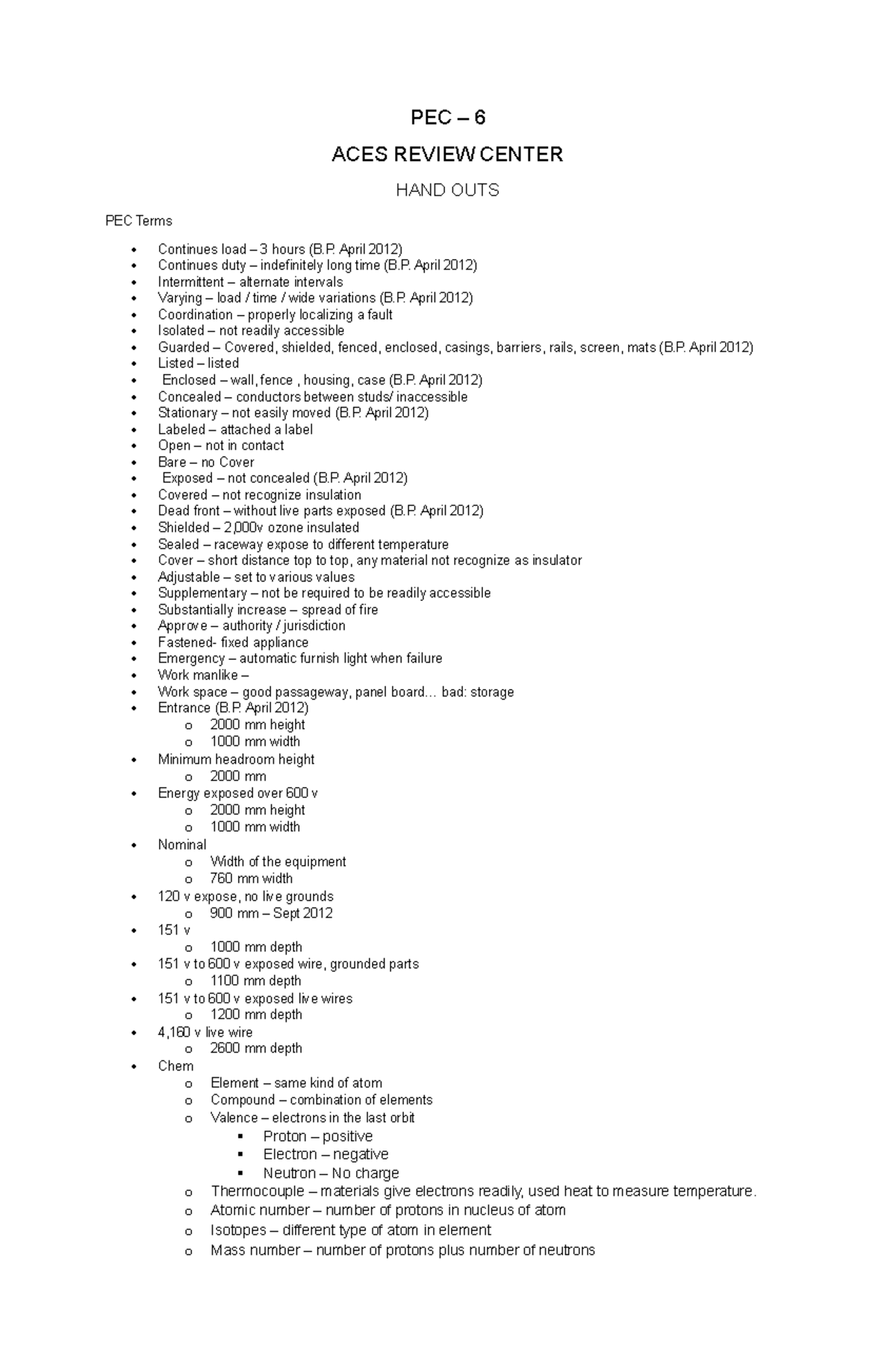 PEC-1 1PEC-1 1PEC-1 1PEC-1 1PEC-1 1PEC-1 1 - PEC – 6 ACES REVIEW CENTER ...