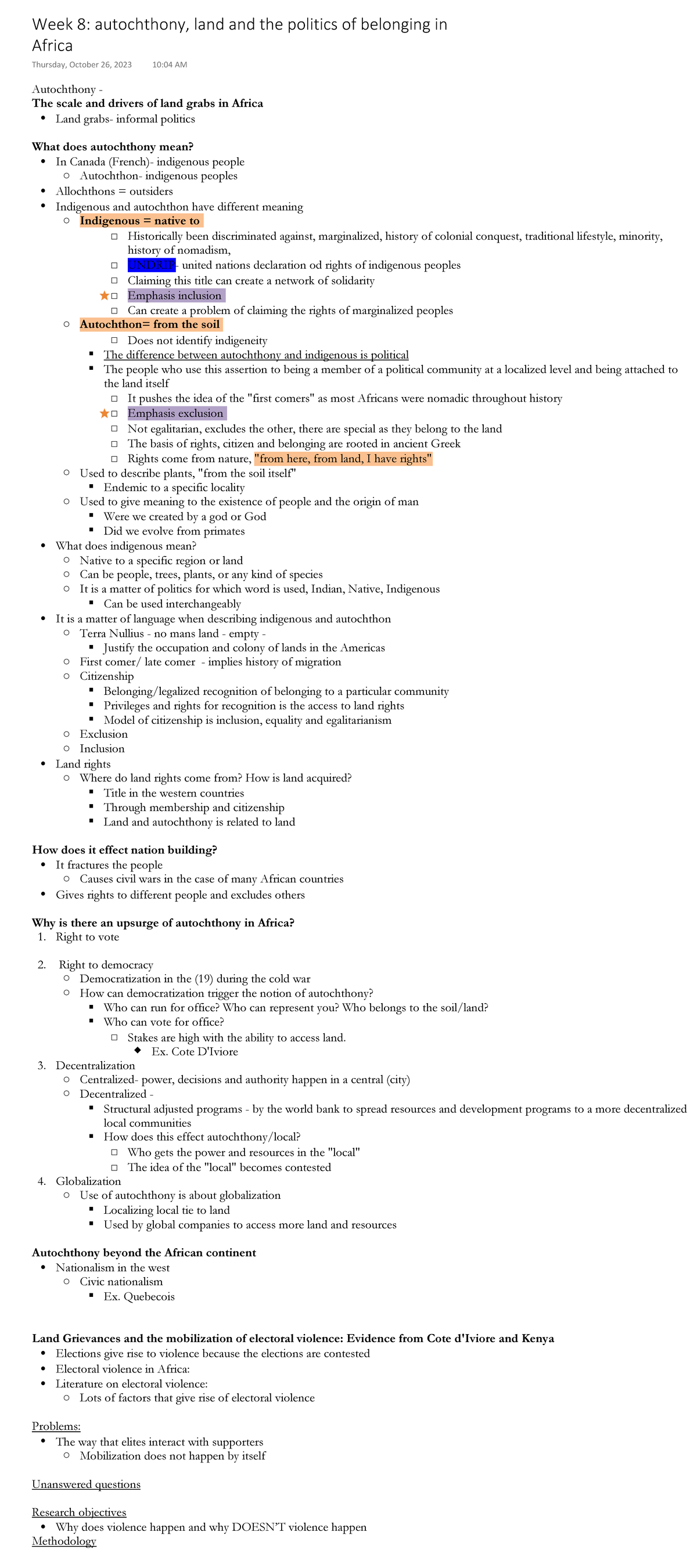 Week 8 autochthony, land and the politics of belonging in Africa ...