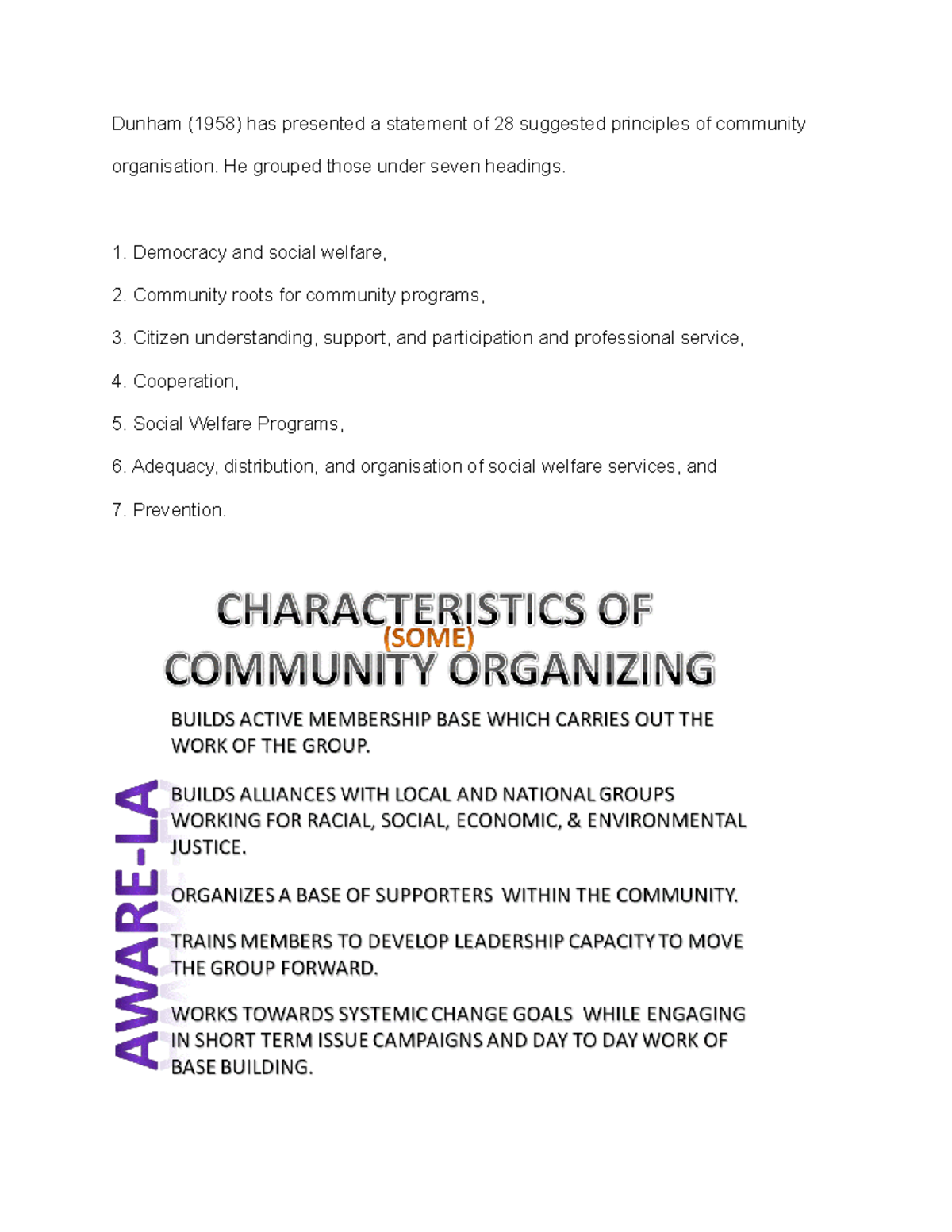 Community org - Lecture notes NA - Dunham (1958) has presented a ...