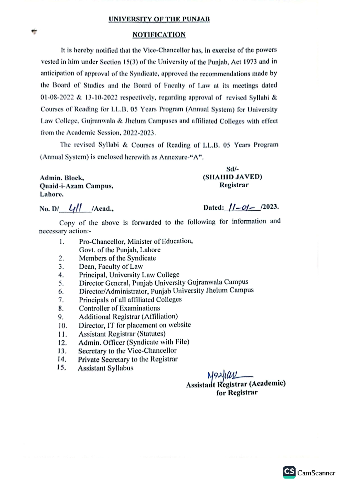 Final Syllabus LL.B 05-years 2022-2023 - CamScanner CamScanner ...