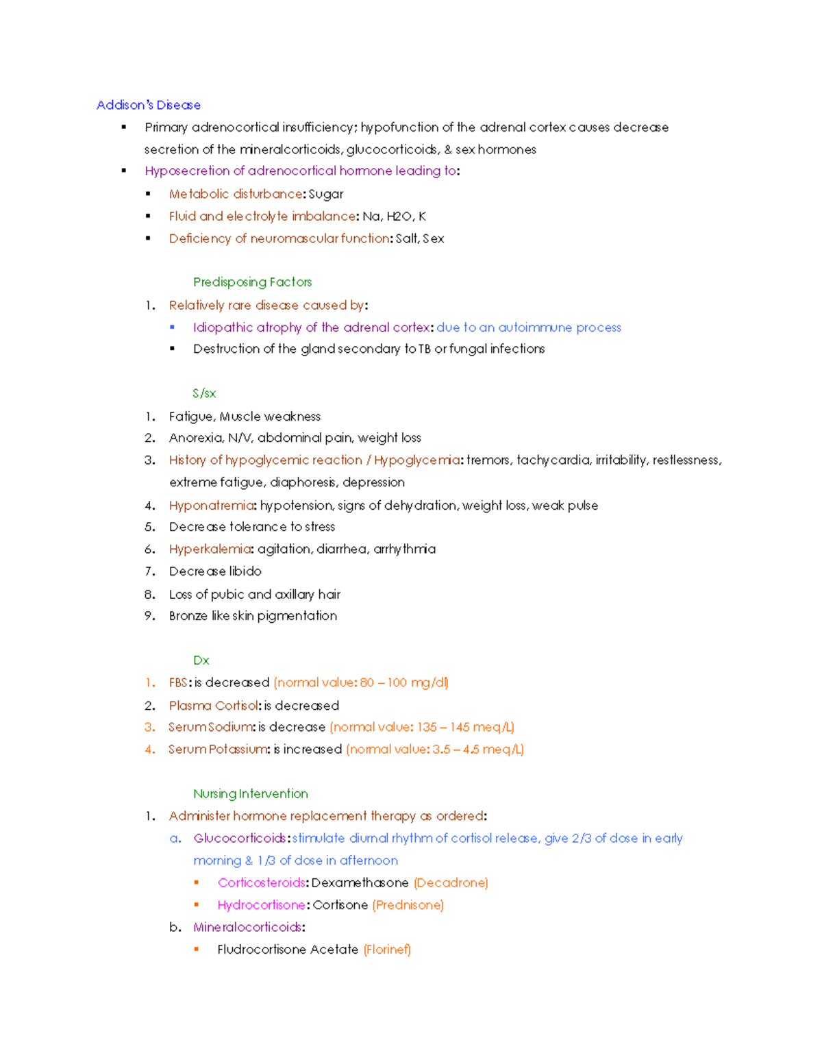 Addisons disease - Addison’s Disease Primary adrenocortical ...