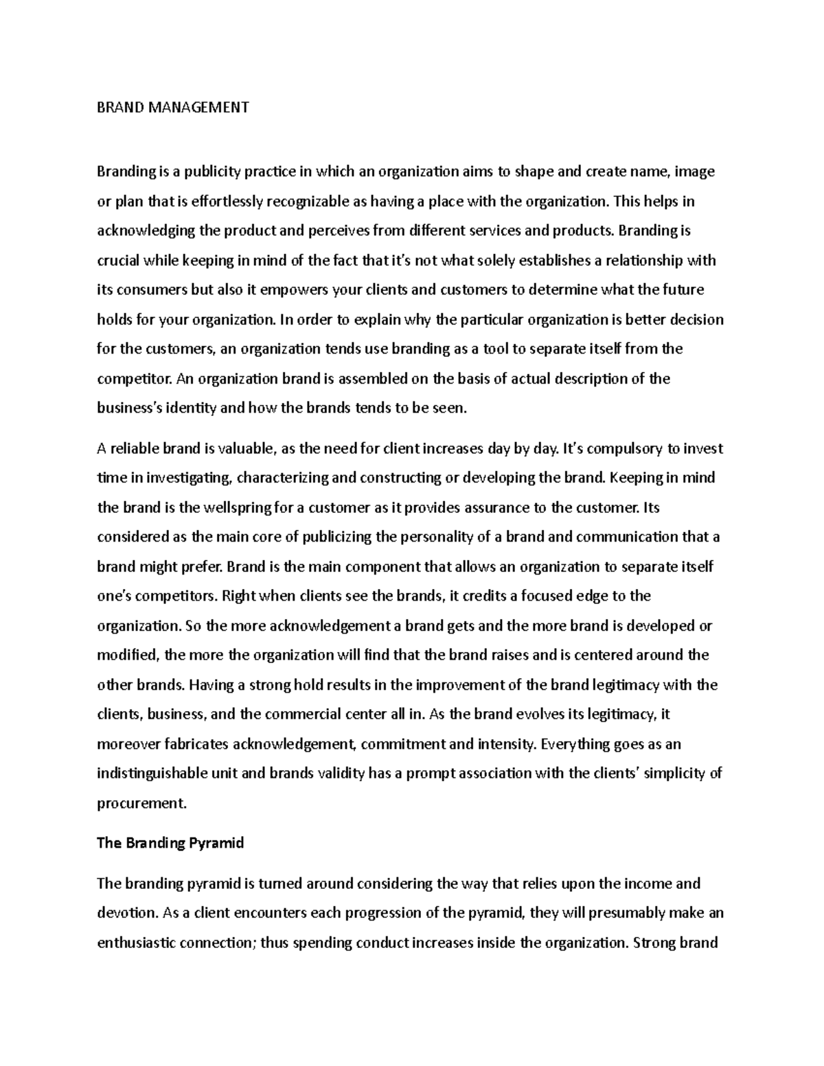 Brand Management - this is sa - BRAND MANAGEMENT Branding is a ...