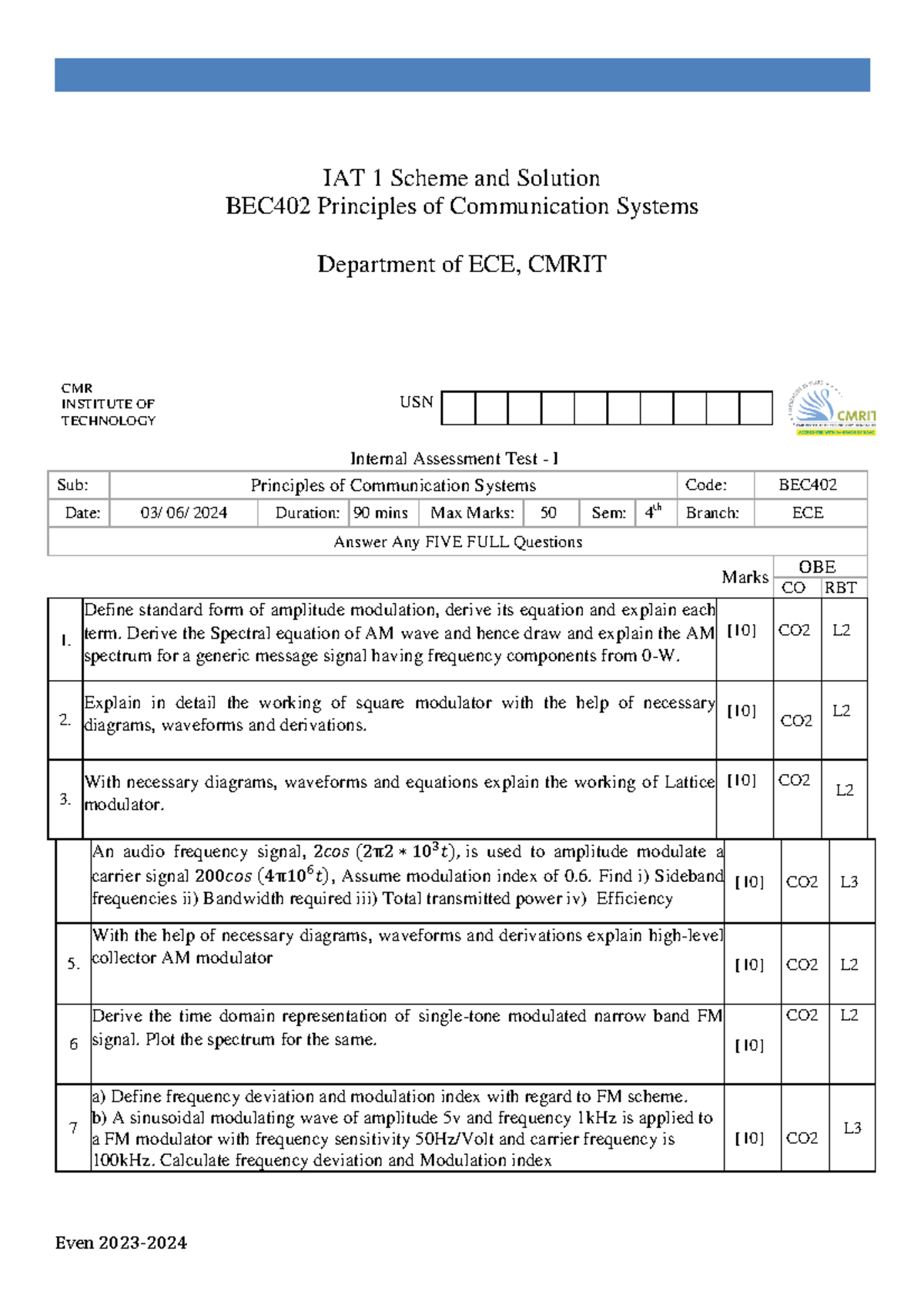 BEC402IAT1solution - Six - IAT 1 Scheme and Solution BEC402 Principles ...