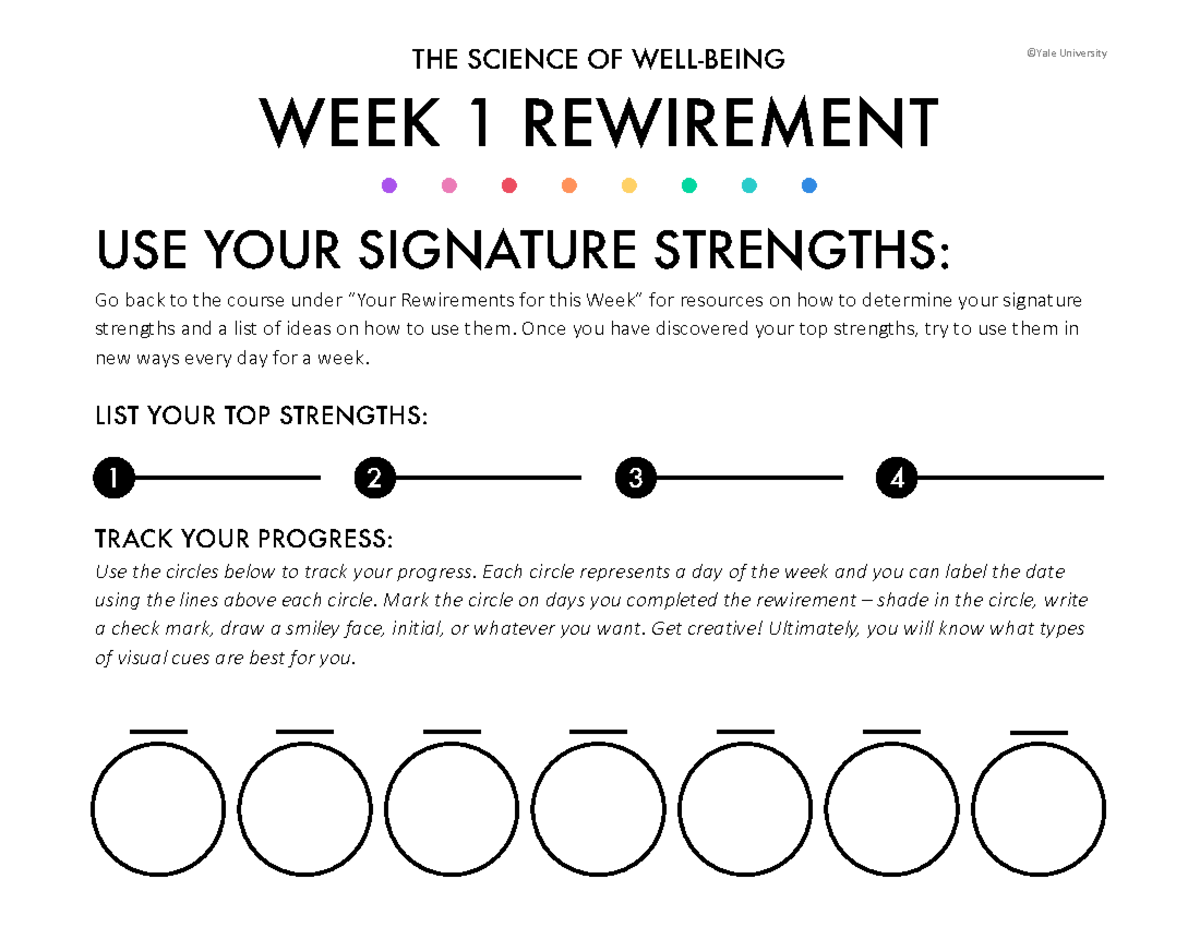 The Scienceof Well Being Rewirement Handouts 01 Strengths NEW - THE ...