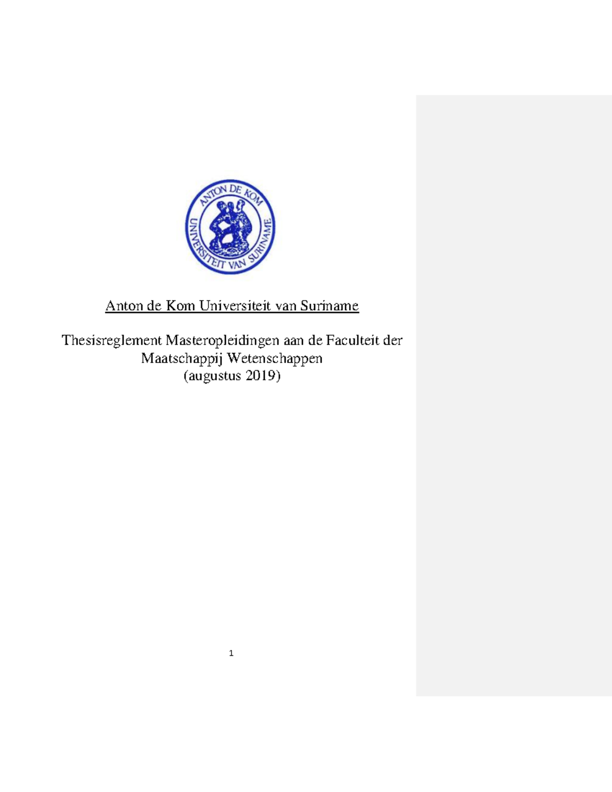 algemeen reglement over adekus - Anton de Kom Universiteit van Suriname ...