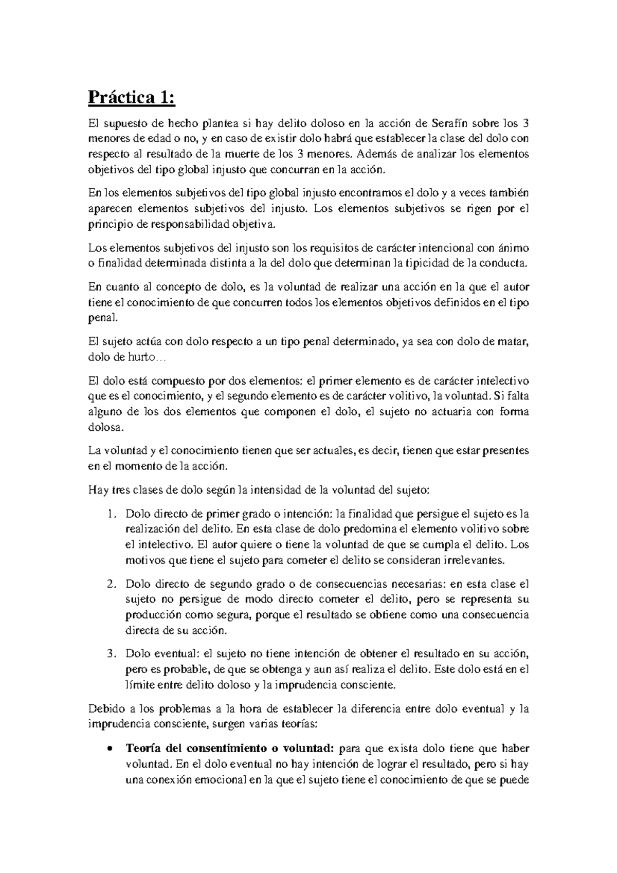 2ª practica derecho penal 2 - Práctica 1: El supuesto de hecho plantea ...