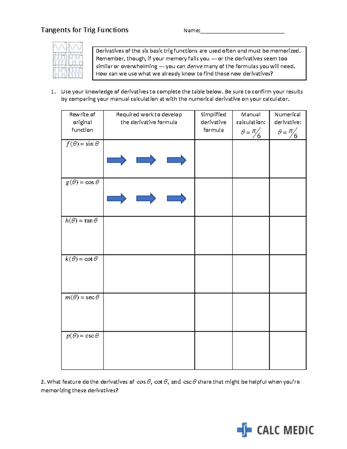 2 - Worksheet - Tangents for Trig Functions Name ...